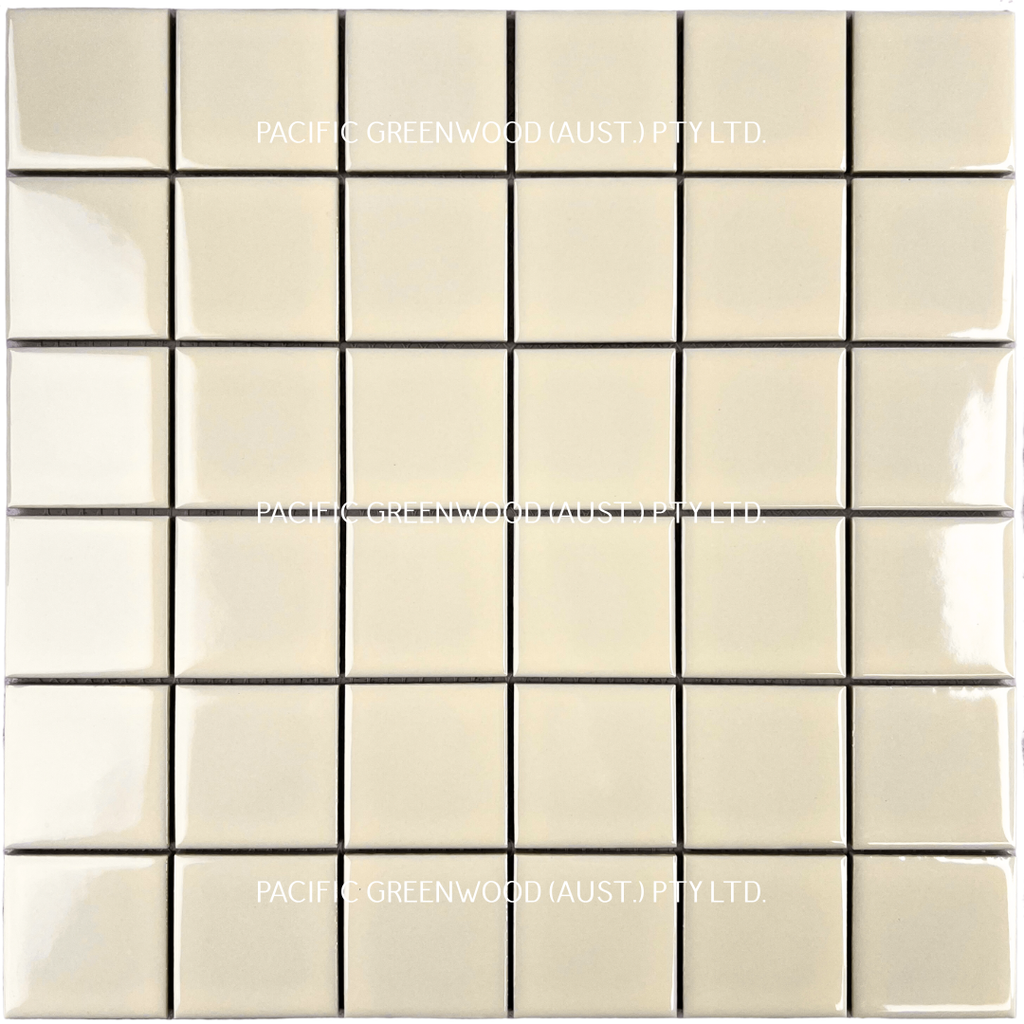 PGG3018 Cream Gloss Porcelain Glazed 48x48mm Square Mosaic Tile ...